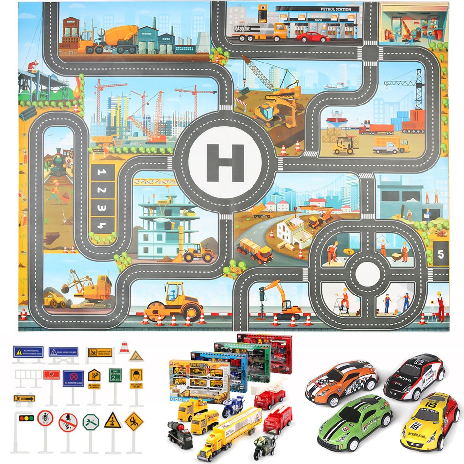 Forever Star Children DIY Car Park Play Map 83*57cm Taffic Highway Map ...