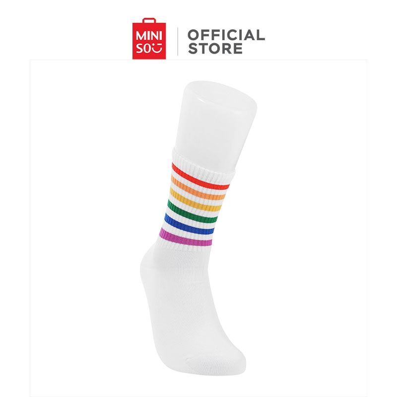 MINISO Rainbow Series Striped Crew Socks Candy Color 18cm | Shopee ...