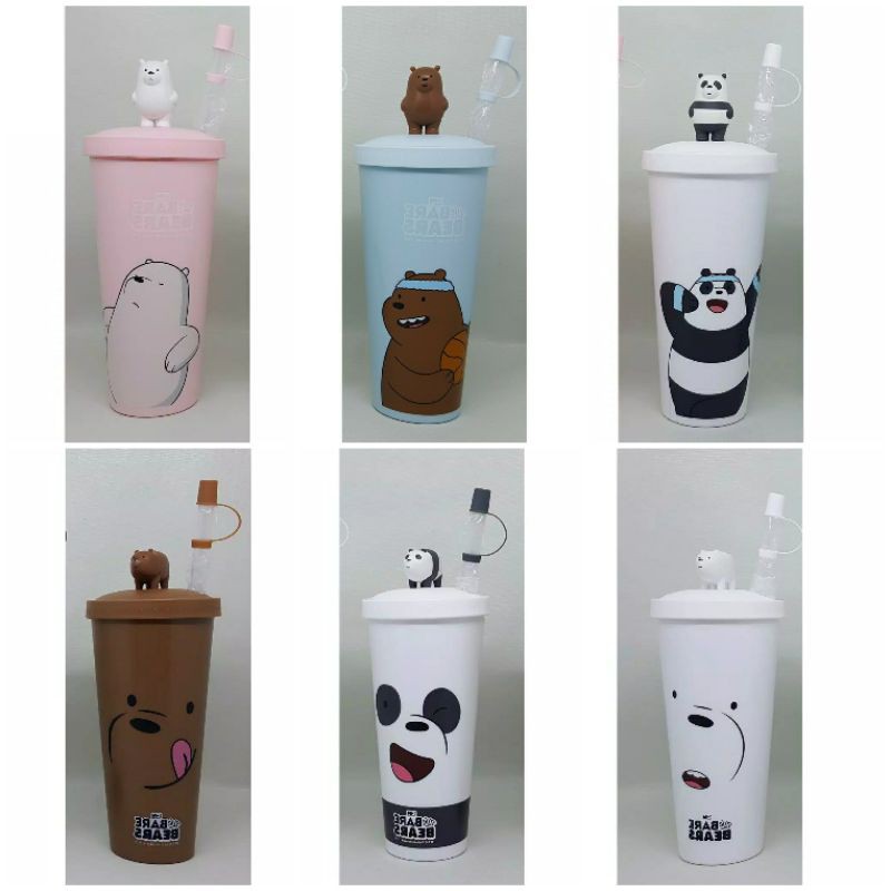 Miniso Tumblr We Bare Bears With Straw 640ml | Shopee Philippines