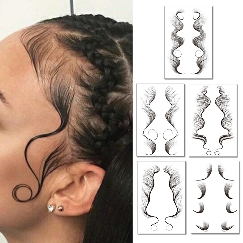 Temporary Tattoo Sticker Baby Curly Hair Hairline Tattoos DIY ...