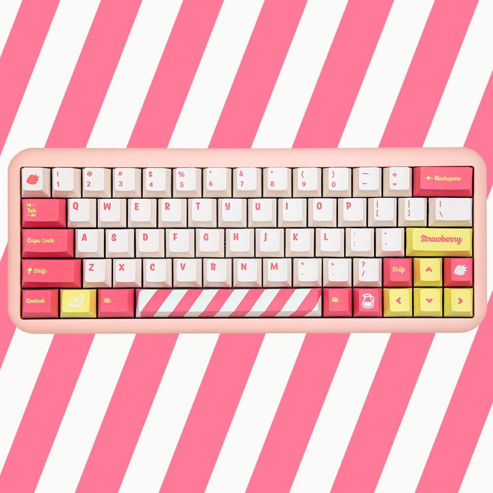 PBT Strawberry Lemon Keycaps 140 keys Cherry Profile Compatible Gateron ...