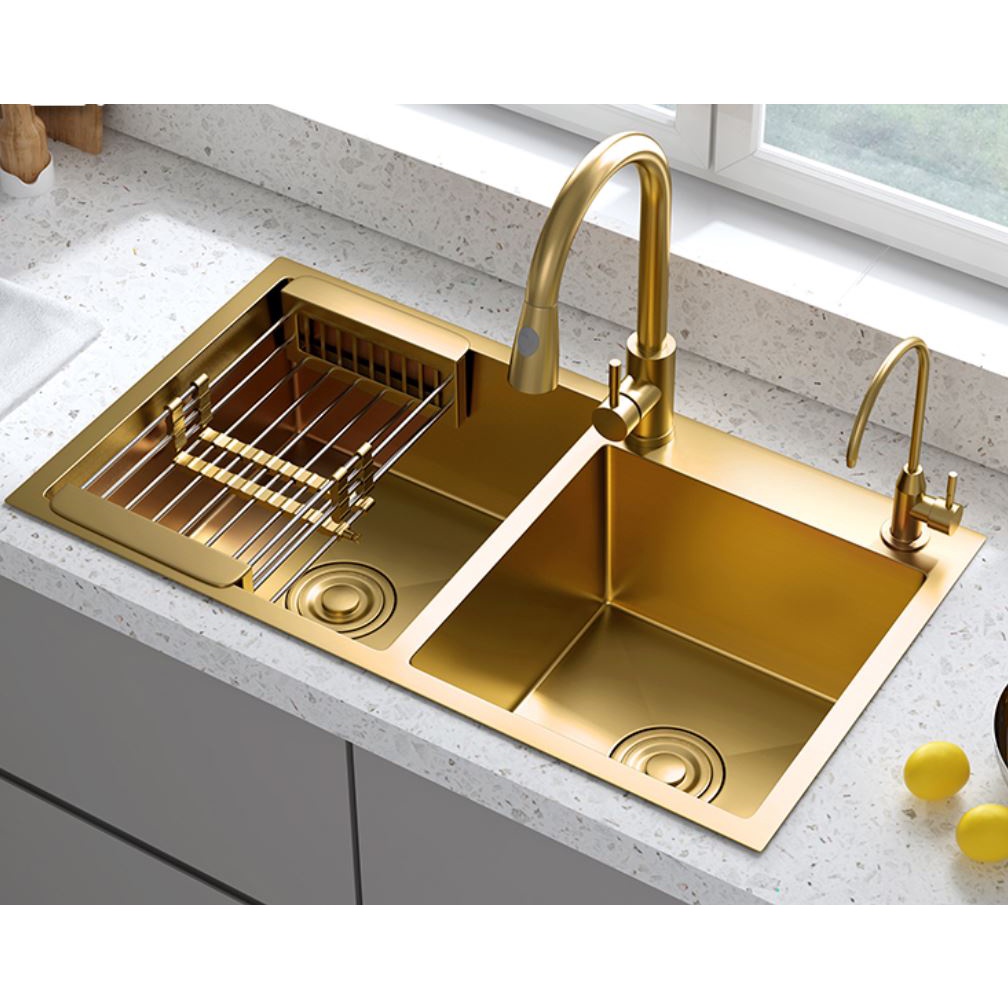 Double Nano GOLD Stainless Steel Kitchen Sink Thickness 304 sink only ...
