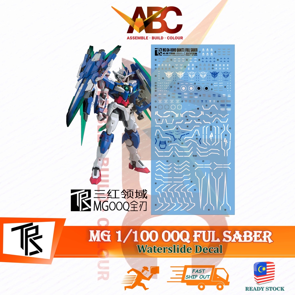 [TRS] Waterslide Decal - MG 1/100 00 Qan[T] Full Saber GNT-0000/FS 00Q Model Kit OOQ Water ...