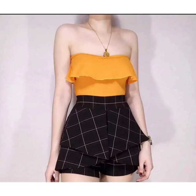 Terry ruffled tube top | Shopee Philippines