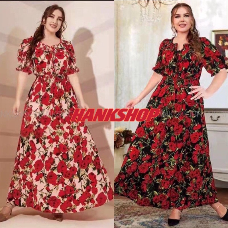 dress for women plus size maxi floral red party bohemian elegant ...