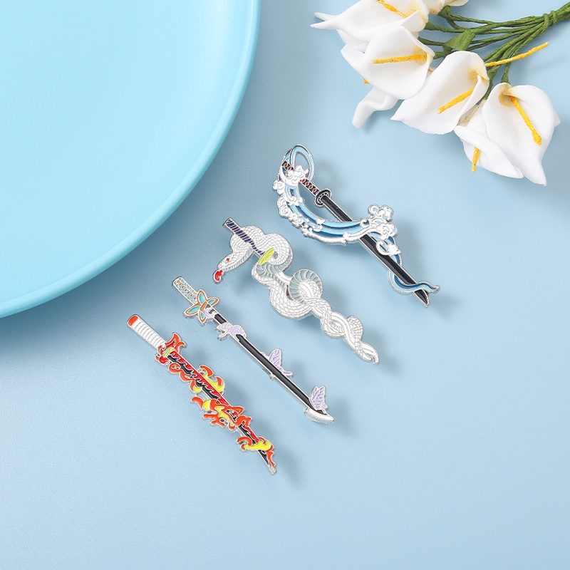 Demon Slayer Weapons Enamel Pins Anime Sword Metal Brooches for Women ...