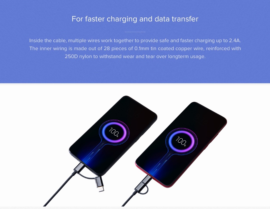 Mi 2-in-1 USB Cable (Micro USB to Type C) 100cm Global Version | Shopee ...