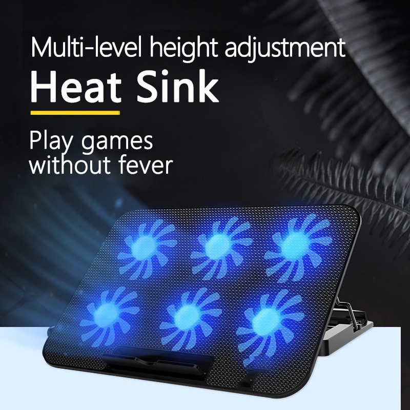 6 Fan Laptop Stand With Cooling Fan Universal Adjustable with Led Light ...
