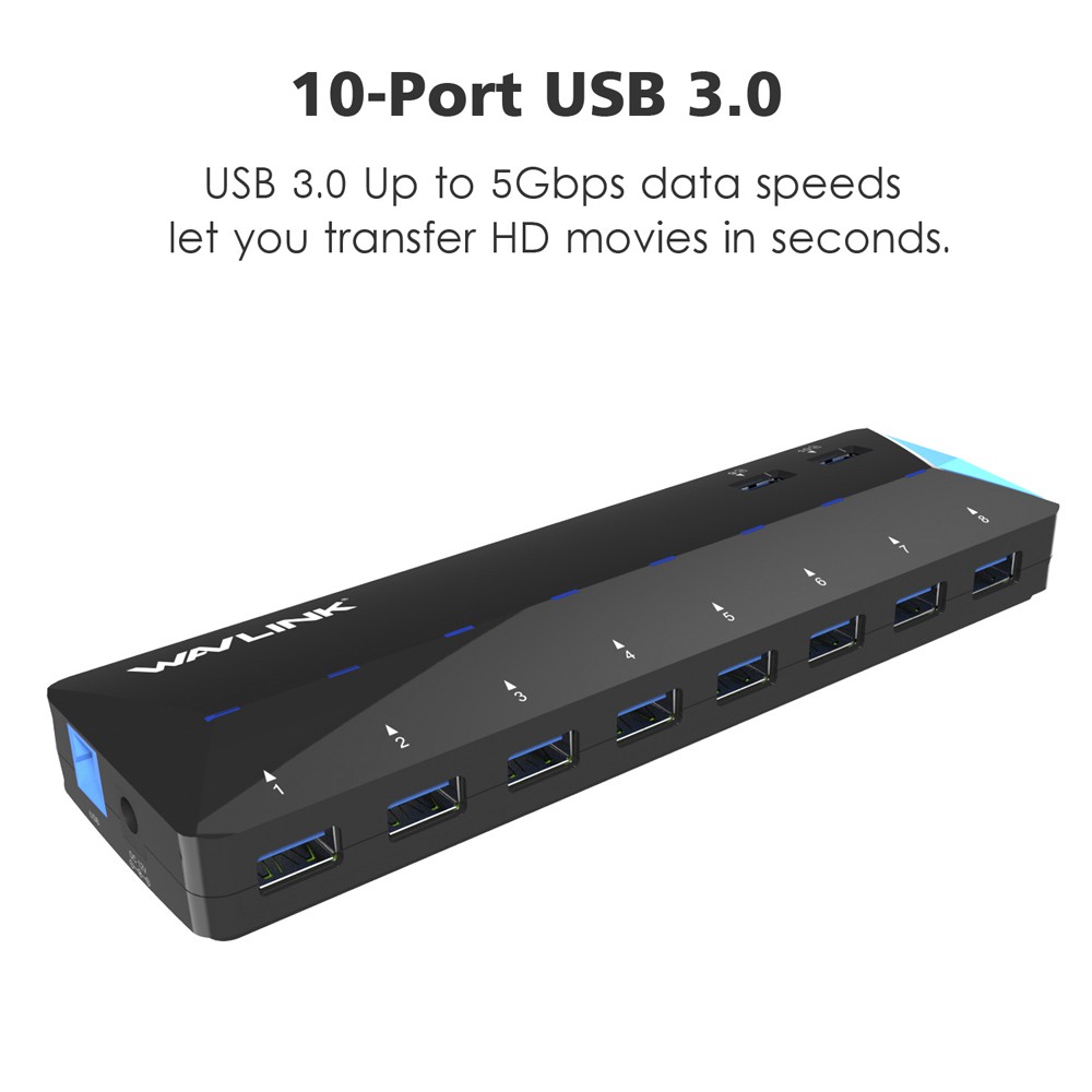 Wavelink 10 Ports High Speed USB 3.0 5gbps Hub Backward Compatible With ...