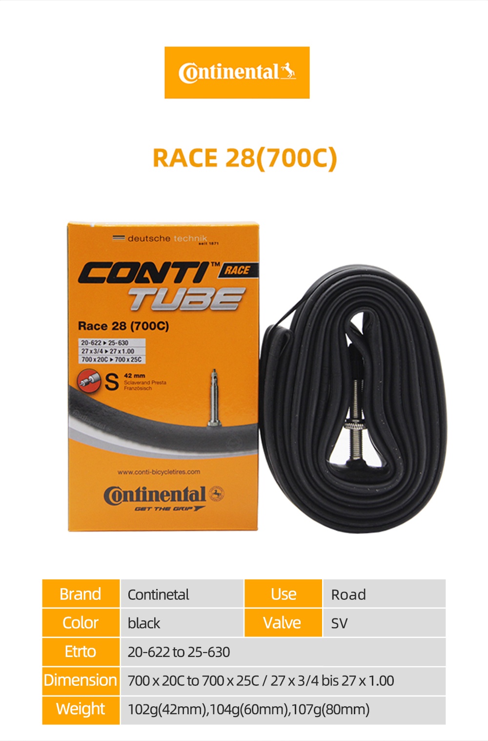 [ThinkRider] Continental Road Bike Inner Tube For Road Tyre Bicycle ...