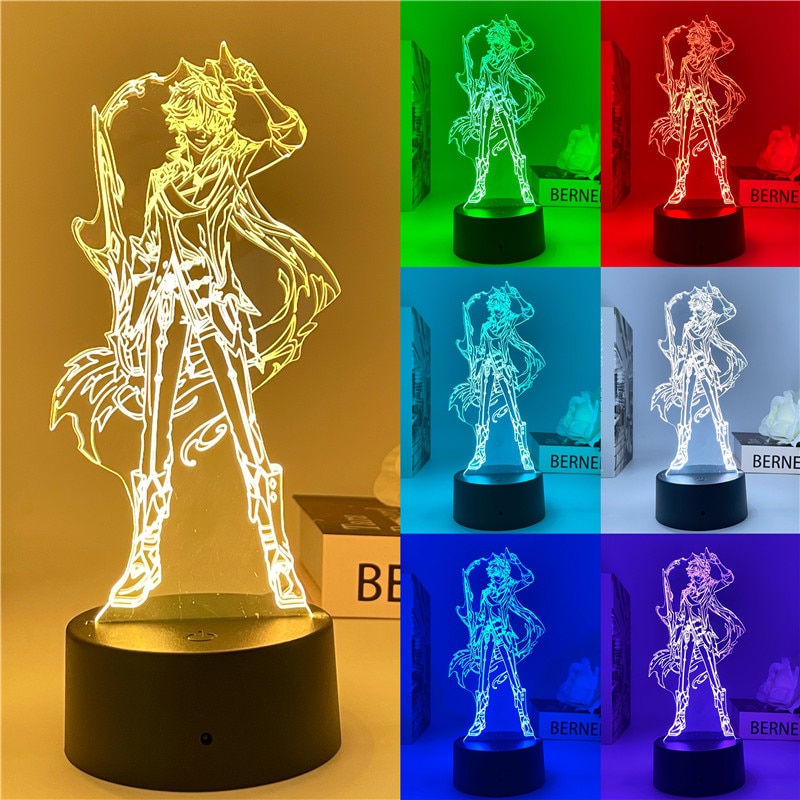 GENSHIN IMPACT 3D Lamp Led Night Lights Venti Ningguang Keqing Hutao ...