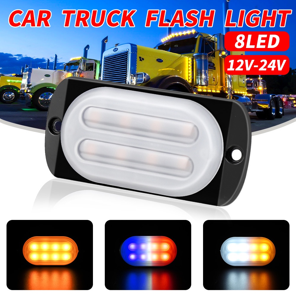 10 Pcs 12-24V Side Light 8LED Truck Flashing Light Truck Strobe Light ...