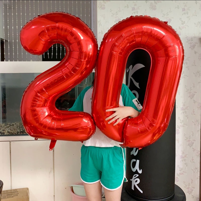 32 inch Red Number Big Size Balloon Birthday Party Balloons Decorations ...
