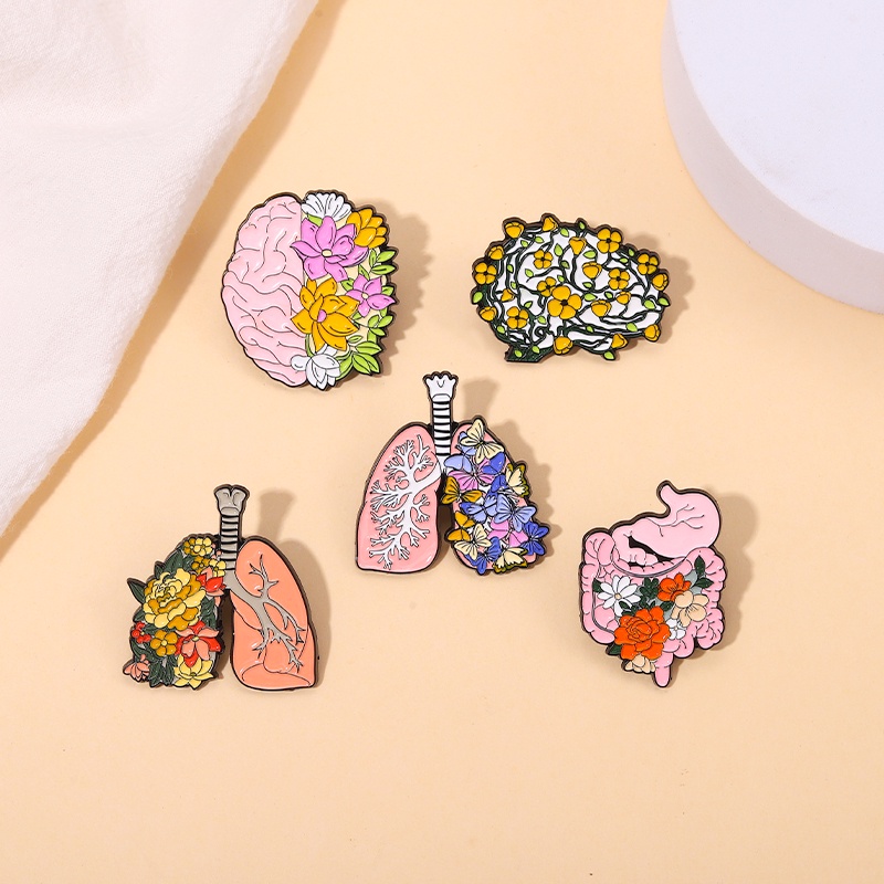 Creative Organ Tissue Lung Enamel Lapel Brooches Badges Medical Flowers ...
