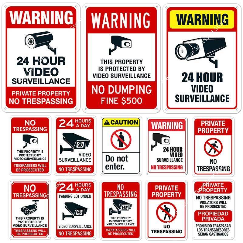 No Trespassing No Entry Tin Signs Warning Plaque Metal Video ...