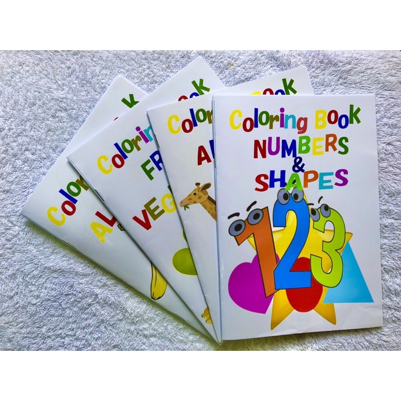coloring books 4pcs 78pages alphabet,numbers&shapes,animals,fruits and ...