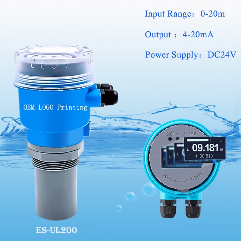 Ultrasonic Level Sensor 20 Meter Deep Ultrasonic Water Tank Level Meter 4-20mA Output ...