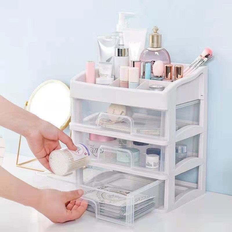 3 Layer Cosmetic Desktop Organizer Table Make-up Transparent Plastic ...