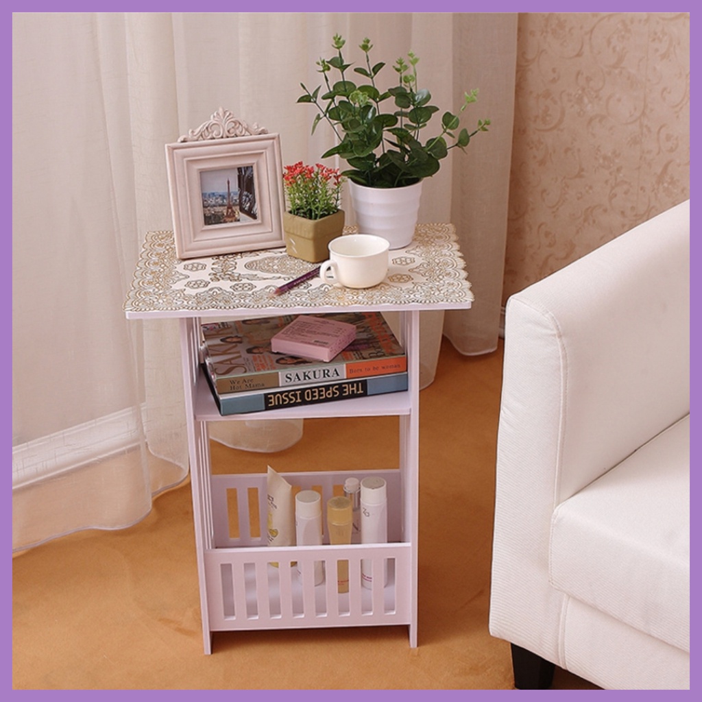 Corner Table Shelf Round Corner Minimalist Vintage Coffee Table Coffee ...