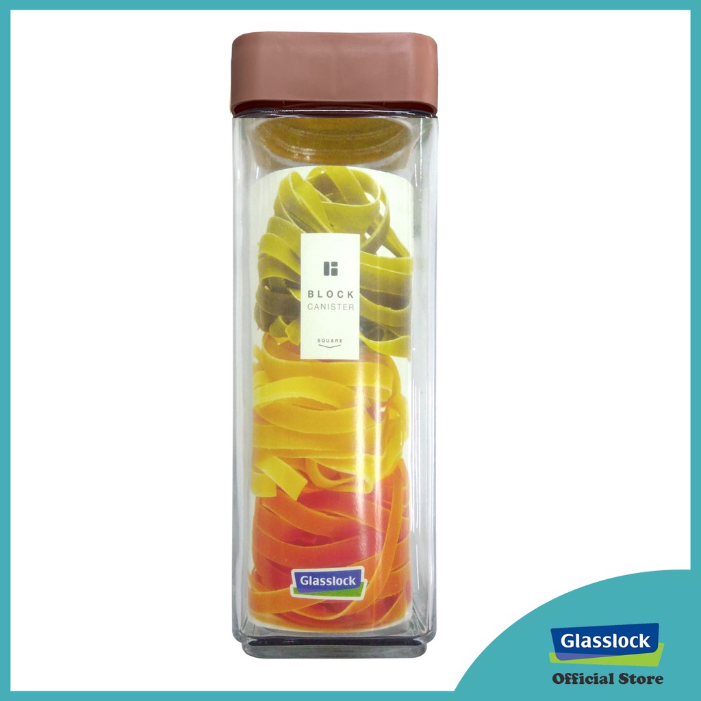 Glasslock Block Canister Square Pink/Orange 1300ml(IP606PNK) | Shopee ...