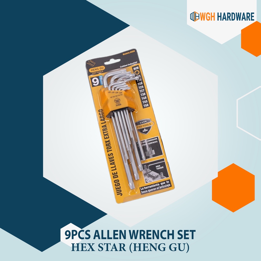WGH 9pcs Hex Star Allen Wrench Set Torx Hex Key Wrench Set Spanner ...