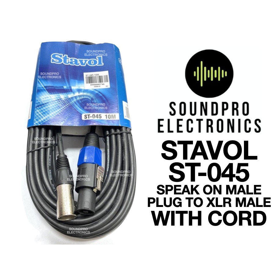 STAVOL ST-045 Speak On Male Plug to XLR Male with Cord (10meters ...