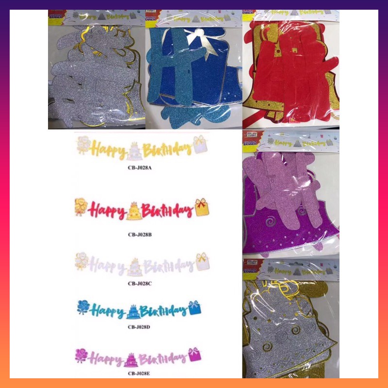 JS Happy Birthday Banner Glitters with string for birthday party | Shopee Philippines