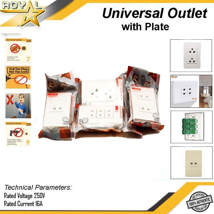1 Gang Universal Socket with Plate | Shopee Philippines