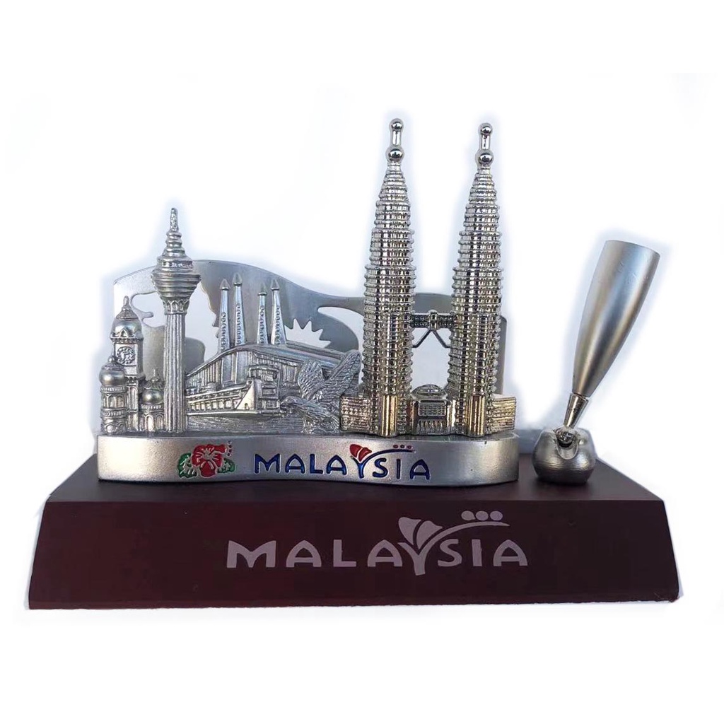 PETRONAS TWIN TOWER KLCC KL TOWER SOUVENIR WOODEN NAME CARD PEN HOLDER ...