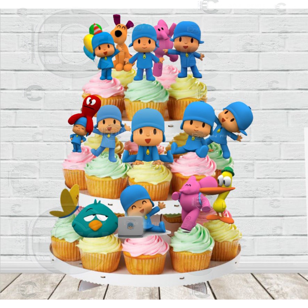 123pcs Pocoyo Cupcake Toppers For Diy Party Decorations Party Supplies