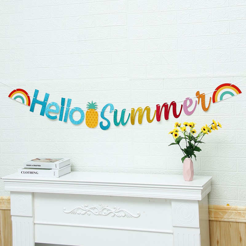 Hello Summer Theme Party Decorations Set Banner Beach Patterns Banner ...