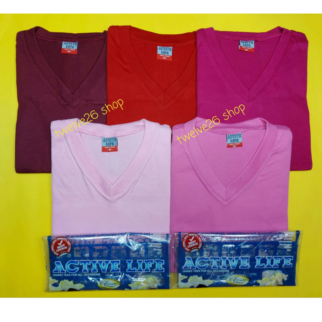 Active Life V Neck T Shirt Plain Unisex Adult Teen XS to 3XL Maroon Red ...