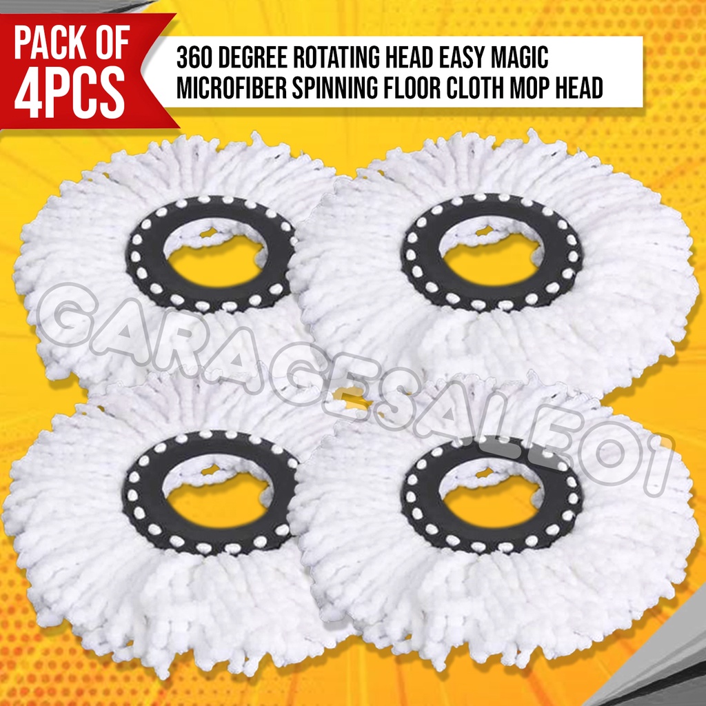GS 4PCS 360° Rotating Magic Mop Head Replacement – Microfiber Mop ...