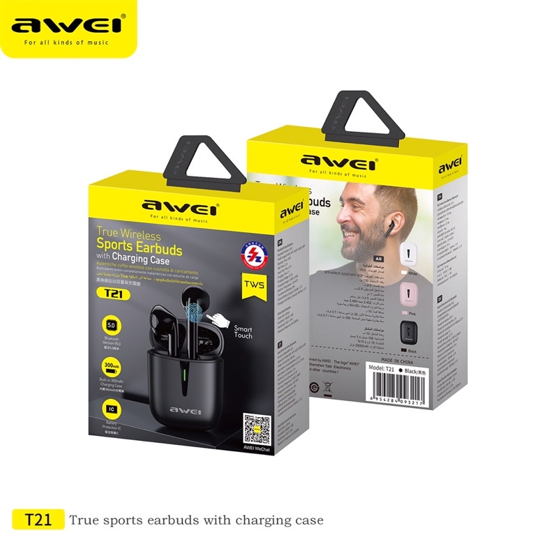 5 star E-Mall AWEI T21 True Wireless Bluetooth V5.0 Type-C Gaming ...