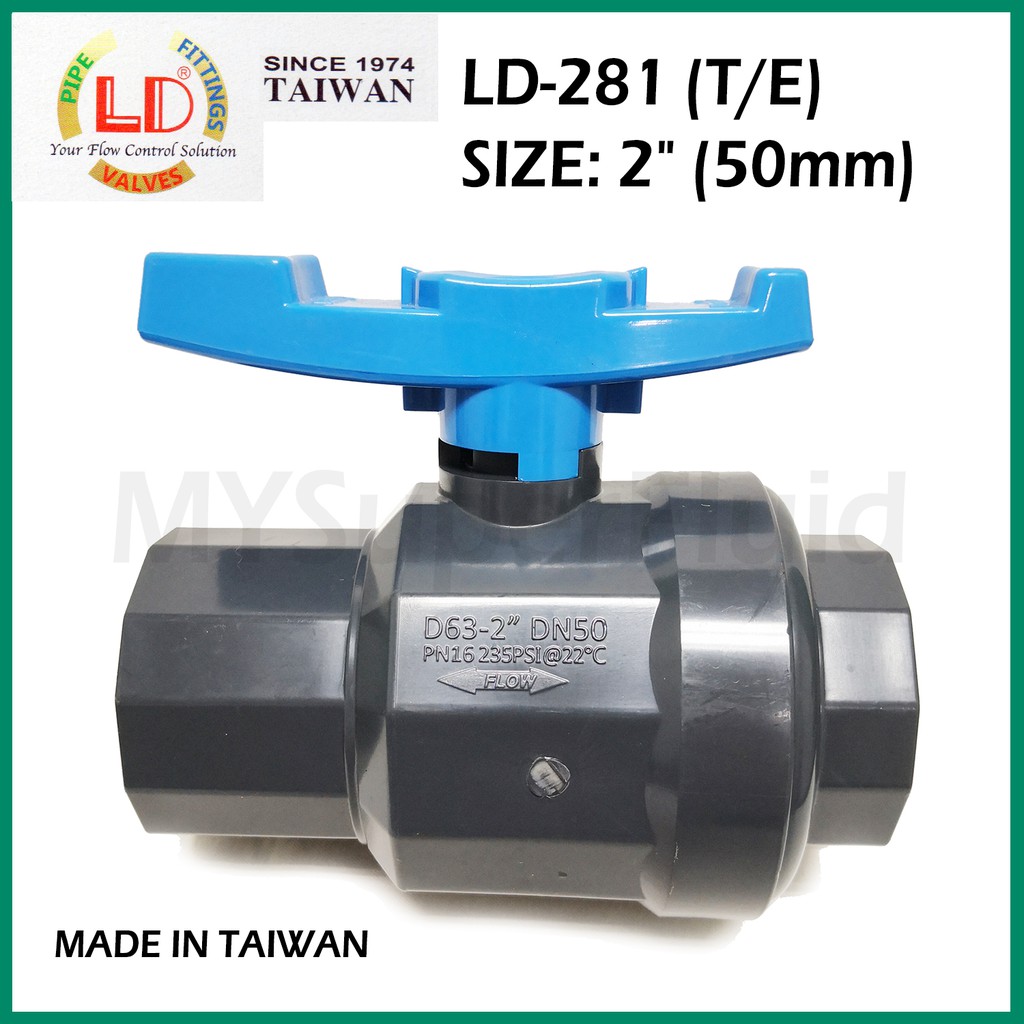 LD PVC Polygon Ball Valve 'BSP Threaded' Ends (50mm x 2inch) | Shopee ...
