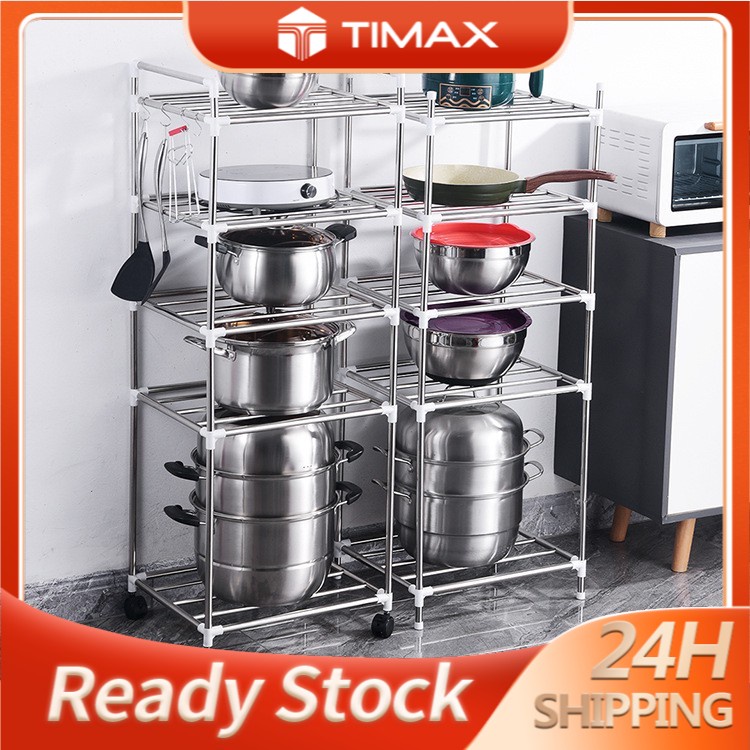 5 Tiers Stainless Organizer Rack Bathroom Kitchen Shelf Pot Rack ...