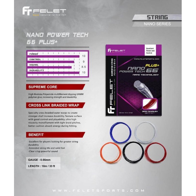 Felet Nano Power Tech 66 Plus Badminton String(1pcs) | Shopee Philippines