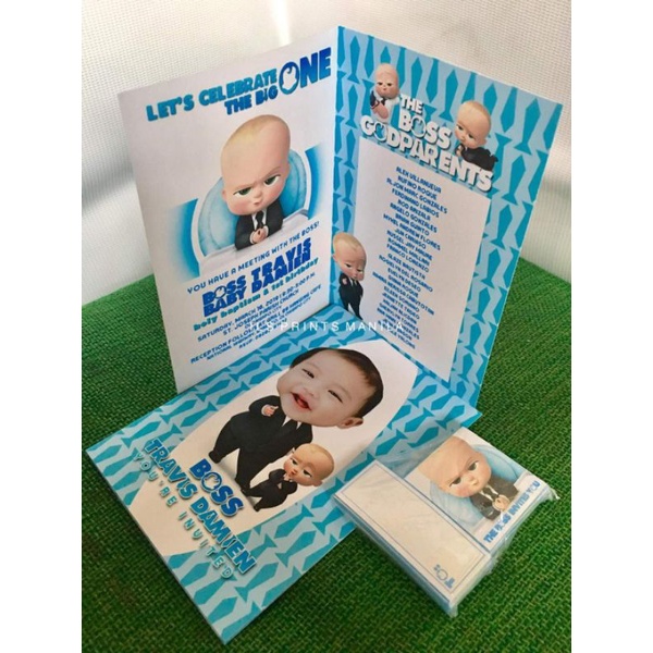 Boss Baby Theme Bi-Fold Invitation Card with Envelope and Stickers ...