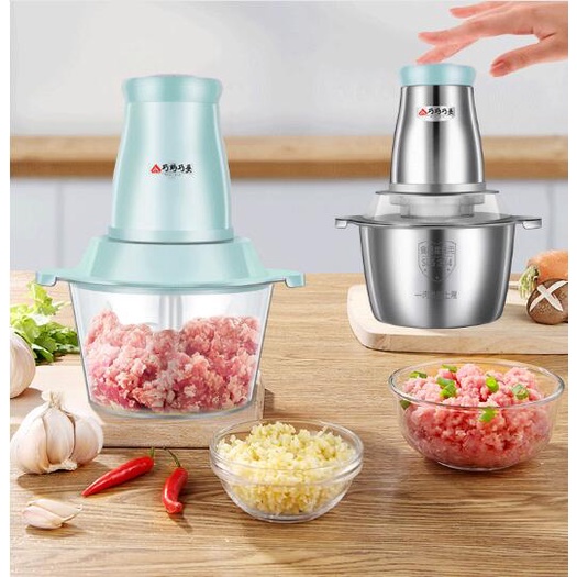 2 Speed Stainless steel 2L Capacity Electric Chopper Meat Grinder Mincer Food Processor Slicer ...