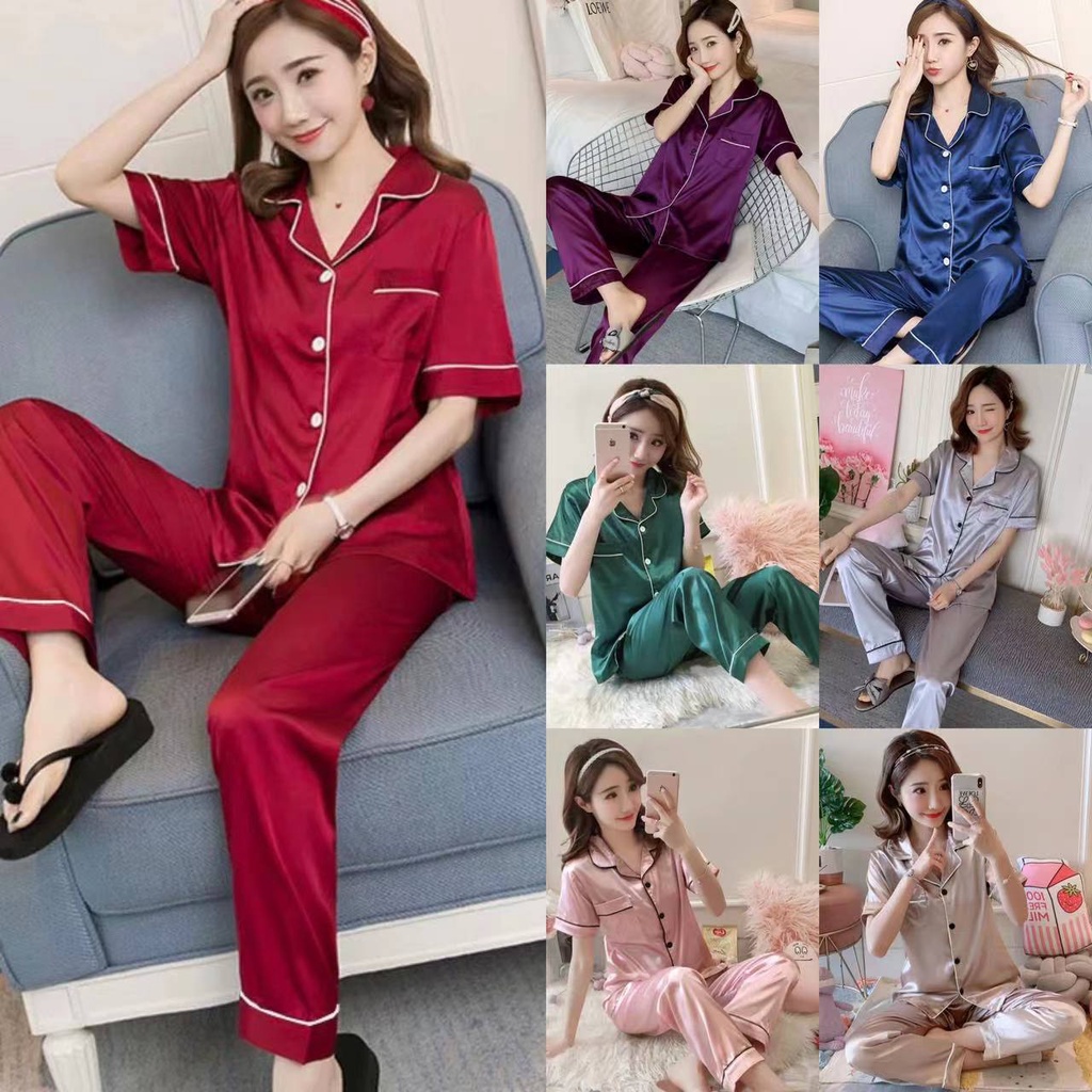 Anthony #D Korean couples silk short sleeve cute plain comfortable ...