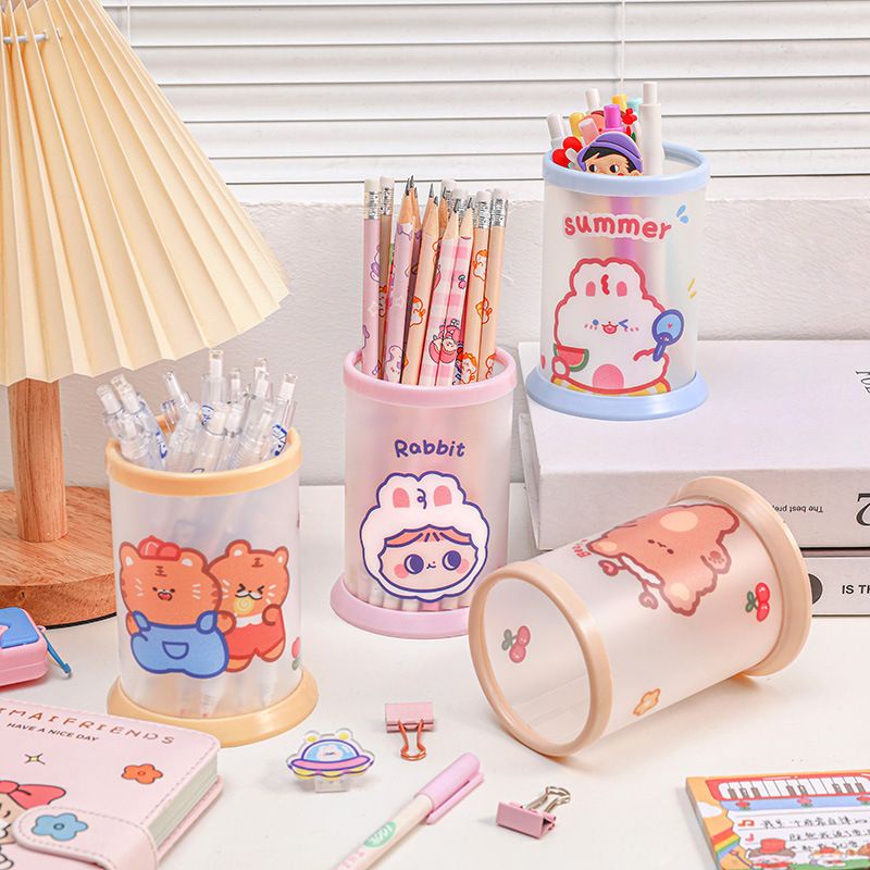 Creative Round Folding Pen Holder Cartoon Pencil Pen Stand Holders ...