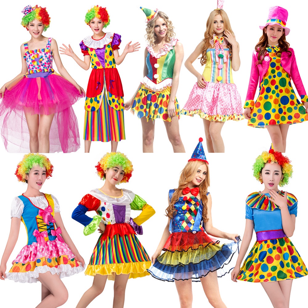 Adult Clown Costume female performance costume Prom Dress clown skirt ...