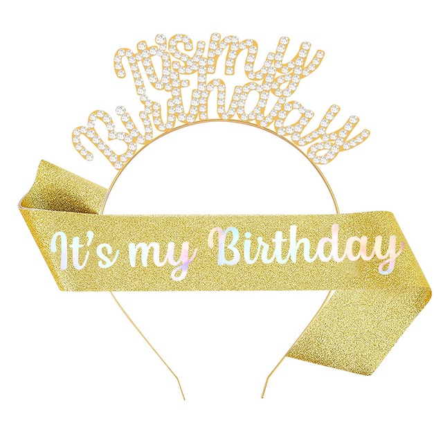 Kids Colorful Gold Silver It's My Birthday Headband Rose Gold Girl ...