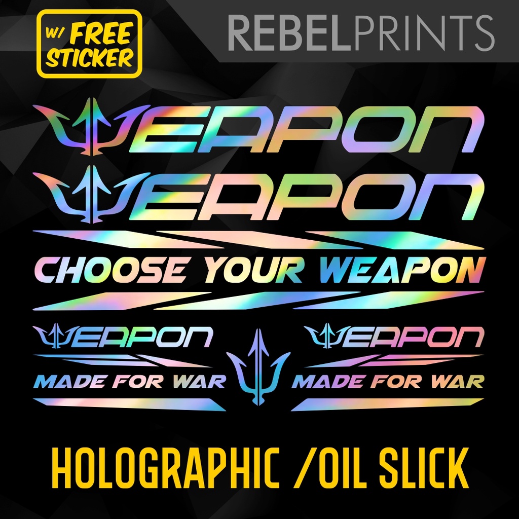 WEAPON Holographic Oil Slick Sticker Decal Vinyl for Mountain Bike ...
