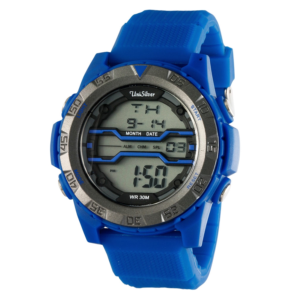UniSilver TIME Men's Blue Digital Rubber Watch KW2717-1004 | Shopee ...