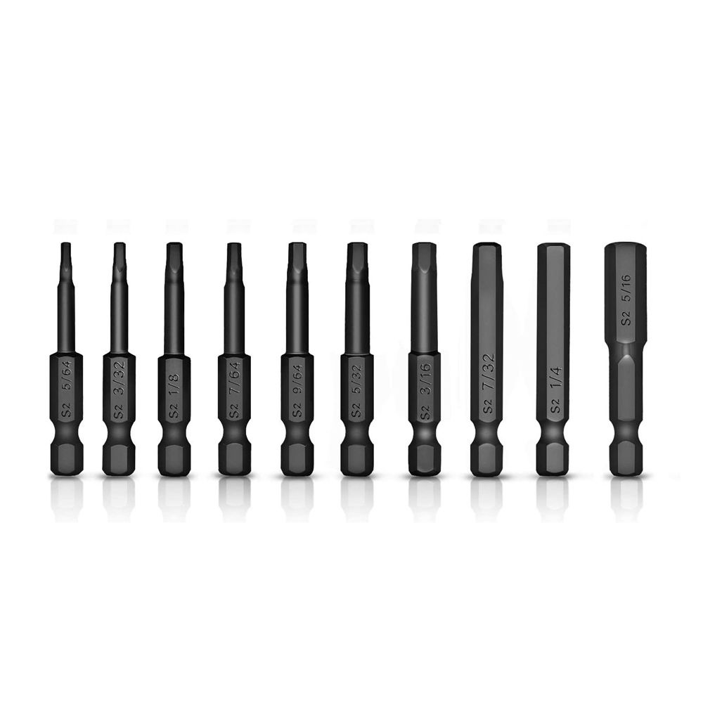 10Pcs SAE Hex Head Allen Wrench Drill Bit Set 1/4" Diameter Quick Release Shank Magnetic ...