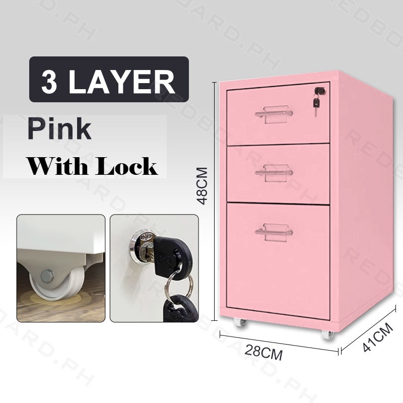 【24 Hours Ship】Full metal Lockable 3 Drawer Metal Mobile Pedestal ...