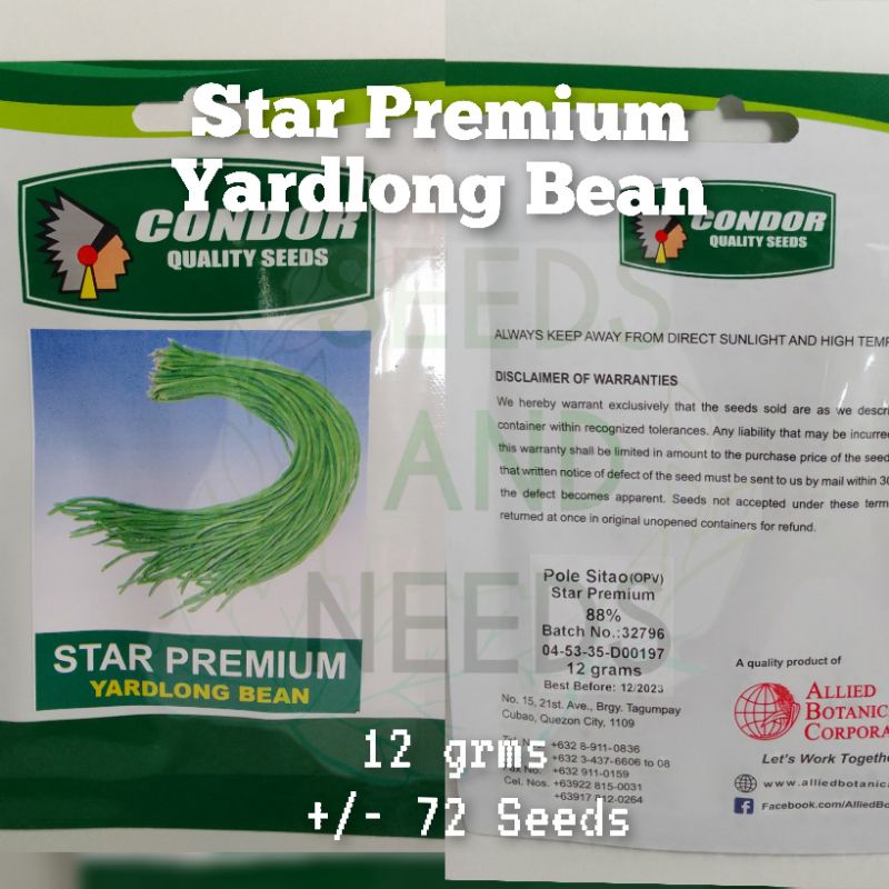 POLE SITAO SEEDS SCHT 12G STAR PREMIUM +/- 72 SEEDS YARD LONG BEANS ...