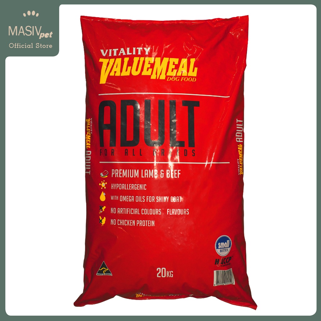 Vitality ValueMeal Adult Dog Dry Food 20kg | Canine Kibbles Pellets ...
