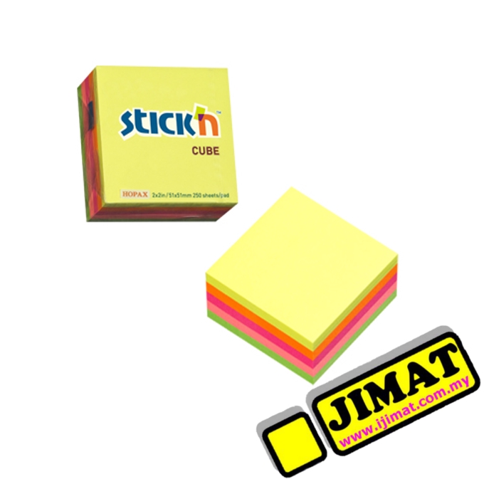 HOPAX 21203 Mini Cube / Neon Assorted Sticky Notes / Memo Pad (2X2) Mix ...